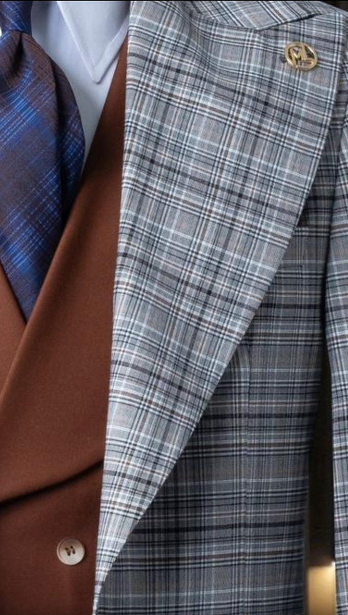 Alberto Bossi Brown & Rust Plaid Compose Slim Fit 3pc Suit – Essuitsal.COM